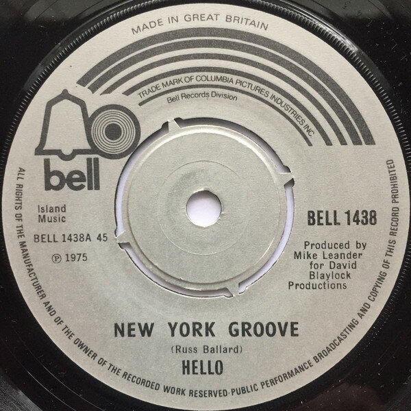 ・アーティスト Hello ・タイトル New York Groove ・レーベル・型番 Bell Records BELL1438 ・フォーマット 7インチレコード ・コンディション(盤) 良い (VG+) ・コンディション(ジャケット)...