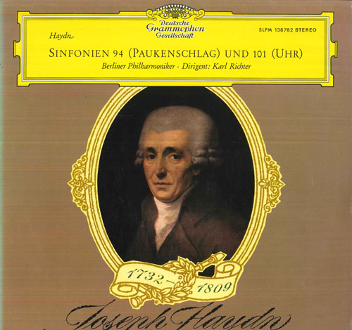 ・アーティスト カール・リヒター, ベルリン・フィルハーモニー管弦楽団 ・タイトル ハイドン 交響曲 第94番 ト長調 太鼓連打 / 交響曲 第101番 ニ長調, 時計 ・レーベル・型番 DEUTSCHE GRAMMOPHON SLPM13...