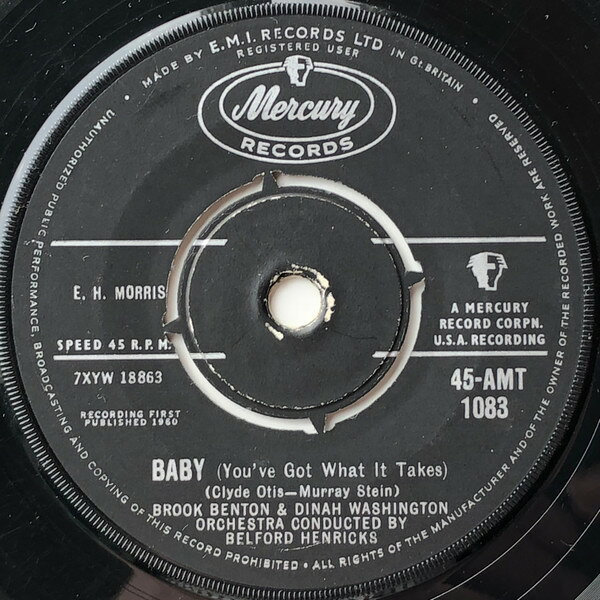 ・アーティスト Dinah Washington & Brook Benton ・タイトル Baby (You've Got What It Takes ・レーベル・型番 Mercury 45AMT1083 ・フォーマット 7インチレコード...