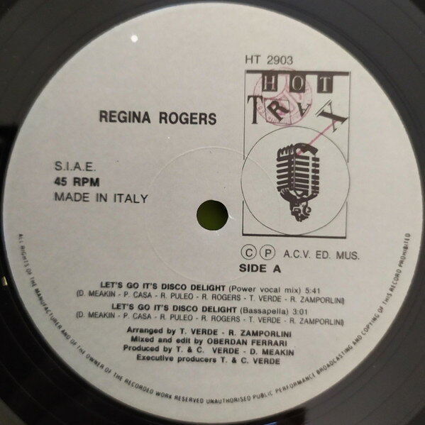 ・アーティスト Regina Rogers ・タイトル Let's Go It's Disco Delight ・レーベル・型番 Hot Trax HT2903 ・フォーマット 12インチレコード ・コンディション(盤) 良い (VG+) ...