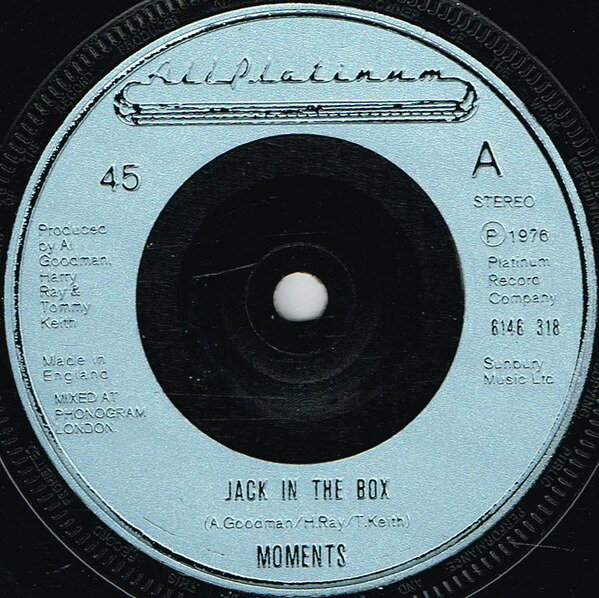 ・アーティスト Moments ・タイトル Jack In The Box ・レーベル・型番 All Platinum 6146318 ・フォーマット 7インチレコード ・コンディション(盤) 良い (VG+) ・コンディション(ジャケット...