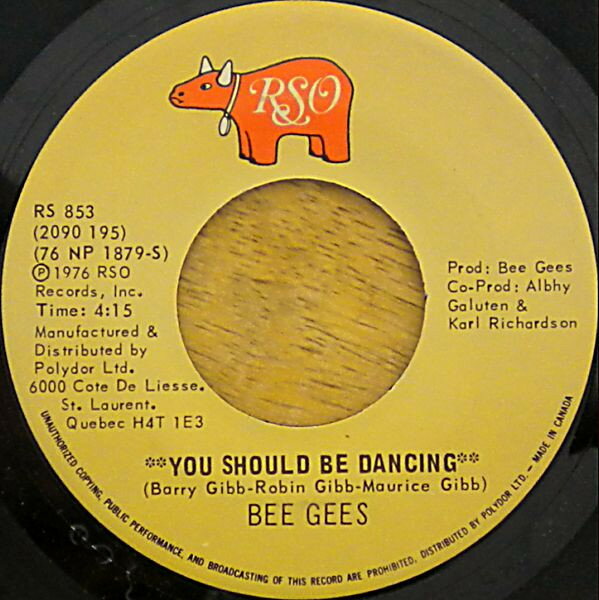 ・アーティスト Bee Gees ・タイトル You Should Be Dancing ・レーベル・型番 RSO RS853 ・フォーマット 7インチレコード ・コンディション(盤) 良い (VG+) ・コンディション(ジャケット) プレ...