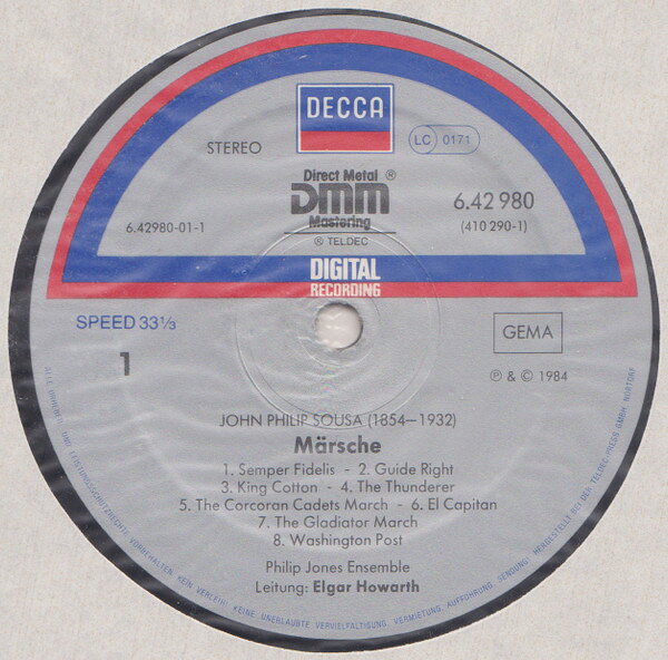 ・アーティスト John Philip Sousa - Elgar Howarth , Philip Jones Brass Ensemble ・タイトル Stars & Stripes Forever ・レーベル・型番 Decca 642...