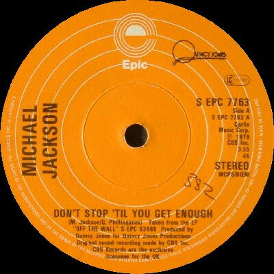 ・アーティスト Michael Jackson ・タイトル Don't Stop 'Til You Get Enough ・レーベル・型番 Epic SEPC7763 ・フォーマット 7インチレコード ・コンディション(盤) 良い (VG+...