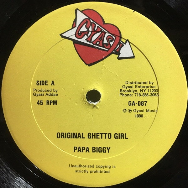 ・アーティスト Papa Biggy ・タイトル Original Ghetto Girl ・レーベル・型番 Gyasi GA087 ・フォーマット 12インチレコード ・コンディション(盤) 良い (VG+) ・コンディション(ジャケット...