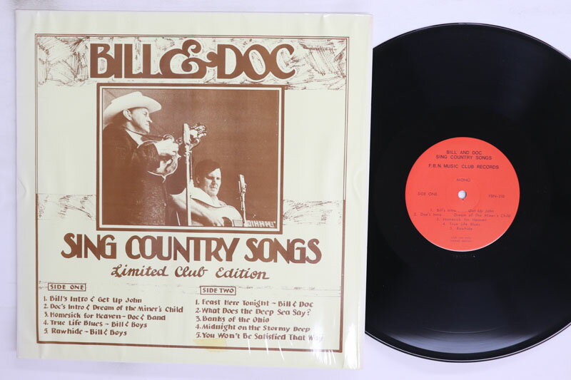 ・アーティスト Bill Monroe, Doc Watson ・タイトル Bill & Doc Sing Country Songs ・レーベル・型番 FBN FBN210 ・フォーマット LPレコード ・コンディション(盤) 可 (VG...