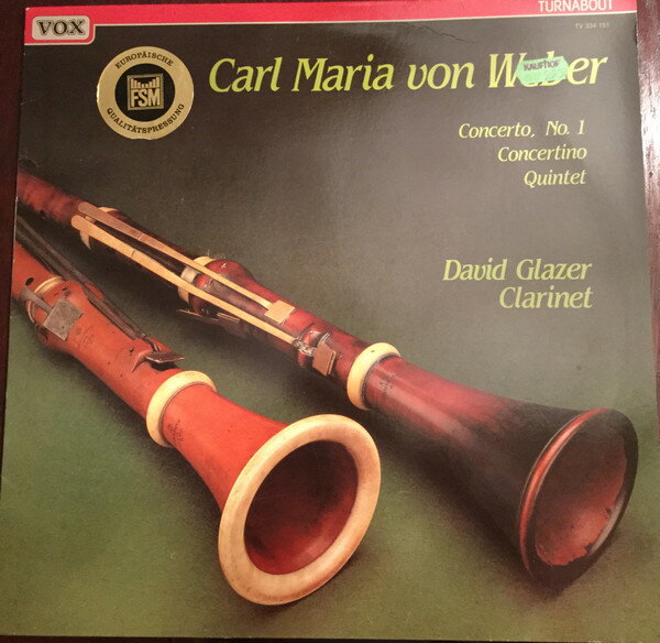 ・アーティスト Carl Maria von Weber - David Glazer ・タイトル Concerto, No. 1 / Concertino / Quintet ・レーベル・型番 VOX TV334151 ・フォーマット L...