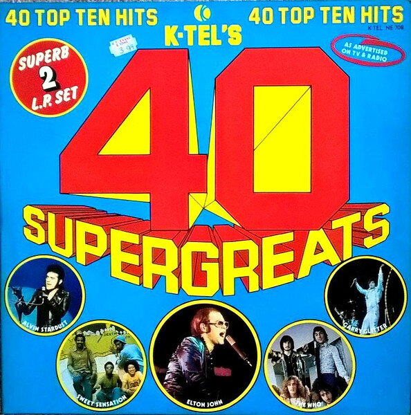 ・アーティスト Various ・タイトル K-Tel's 40 Super Greats ・レーベル・型番 K-Tel NE708 ・フォーマット LPレコード ・コンディション(盤) 良い (VG+) ・コンディション(ジャケット) 良...