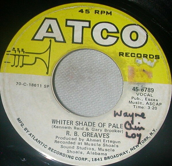 ・アーティスト R.B. Greaves ・タイトル Whiter Shade Of Pale ・レーベル・型番 Atlantic 456789 ・フォーマット 7インチレコード ・コンディション(盤) 良い (VG+) ・コンディション(...
