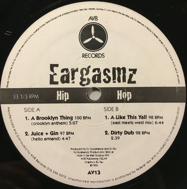 ・アーティスト Crooklyn Clan ・タイトル Eargasmz ・レーベル・型番 AV8 Records AV13 ・フォーマット 12インチレコード ・コンディション(盤) 可 (VG) ・コンディション(ジャケット) 可 (V...