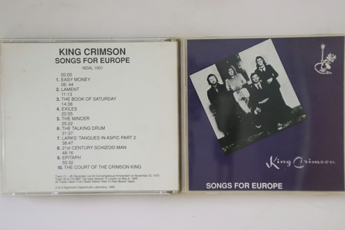 ・アーティスト King Crimson ・タイトル Songs For Europe ・レーベル・型番 Nightmare Digital Audio Laboratory NDAL1001 ・フォーマット CD ・コンディション(盤) ...