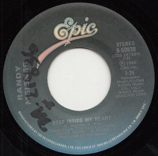 ・アーティスト Randy Meisner ・タイトル Deep Inside My Heart ・レーベル・型番 Epic 950939 ・フォーマット 7インチレコード ・コンディション(盤) 良い (VG+) ・コンディション(ジャケ...