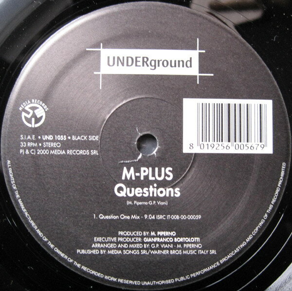 ・アーティスト M-Plus ・タイトル Questions ・レーベル・型番 Underground (2) UND1055 ・フォーマット 12インチレコード ・コンディション(盤) 非常に良い(EX) ・コンディション(ジャケット) ...