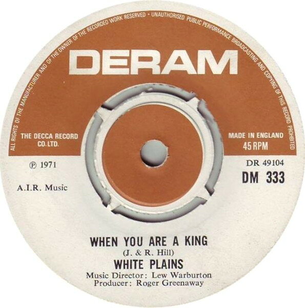 ・アーティスト White Plains ・タイトル When You Are A King ・レーベル・型番 DERAM DM333 ・フォーマット 7インチレコード ・コンディション(盤) 良い (VG+) ・コンディション(ジャケット...
