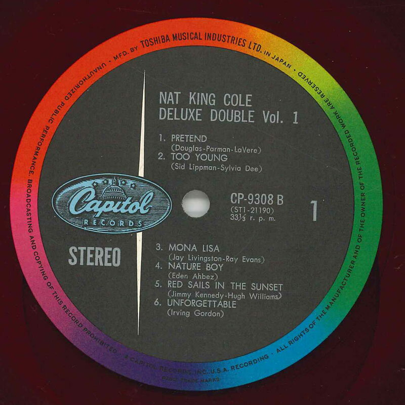 ・アーティスト Nat King Cole ・タイトル Nat King Cole Vol. 1 ・レーベル・型番 CAPITOL CP93089B ・フォーマット LPレコード ・コンディション(盤) 良い (VG+) ・コンディション(...