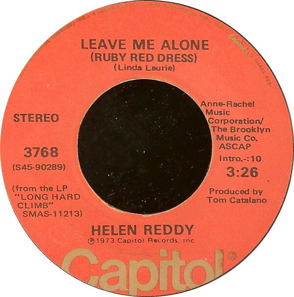 ・アーティスト Helen Reddy ・タイトル Leave Me Alone (Ruby Red Dress) / The Old Fashioned Way ・レーベル・型番 ・フォーマット 7インチレコード ・コンディション(盤) ...