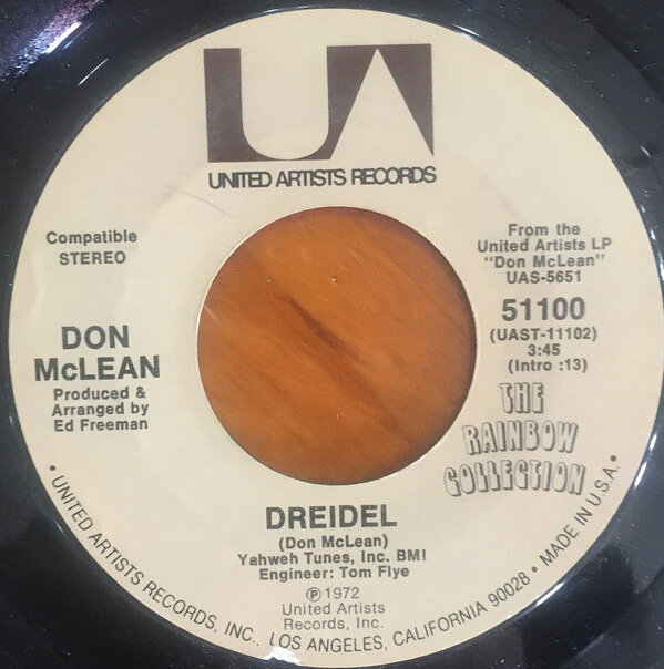・アーティスト Don McLean ・タイトル Dreidel ・レーベル・型番 United Artists Records 51100 ・フォーマット 7インチレコード ・コンディション(盤) 良い (VG+) ・コンディション(ジャ...