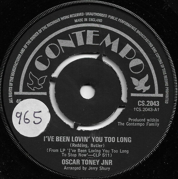 ・アーティスト Oscar Toney Jr. ・タイトル I've Been Lovin' You Too Long ・レーベル・型番 Contempo CS2043 ・フォーマット 7インチレコード ・コンディション(盤) 良い (VG...