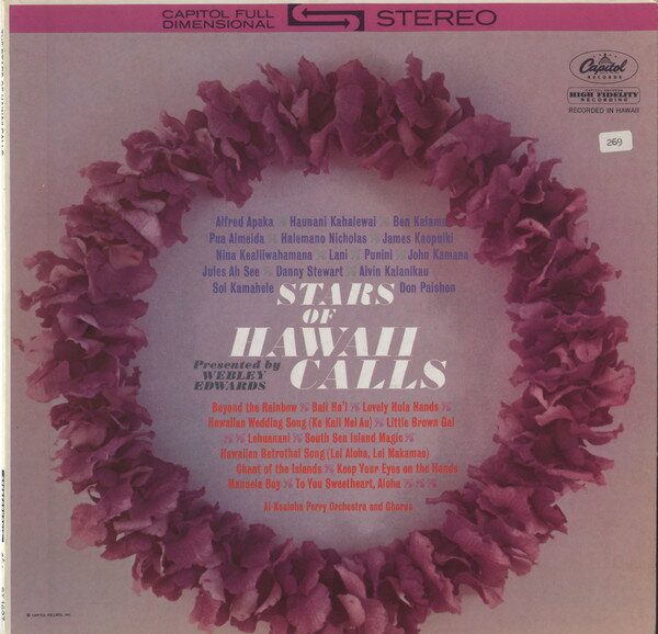 ・アーティスト Webley Edwards ・タイトル Stars Of Hawaii Calls ・レーベル・型番 CAPITOL ST1627 ・フォーマット LPレコード ・コンディション(盤) 良い (VG+) ・コンディション(...