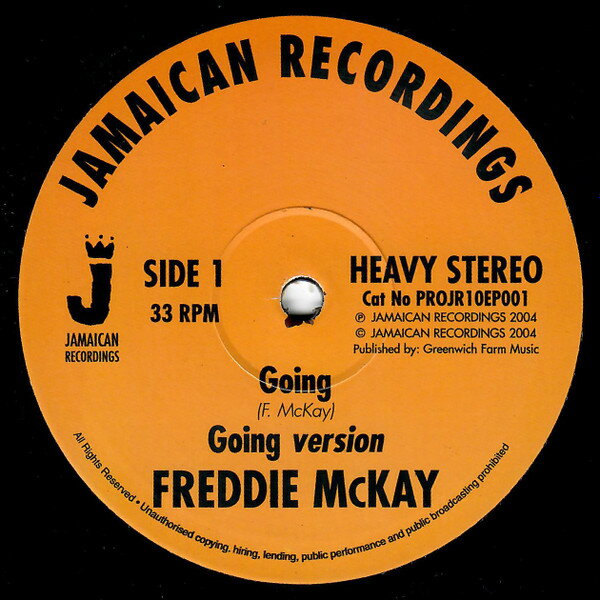 ・アーティスト Freddie Mckay / Ronnie Davis ・タイトル Going / Tonight ・レーベル・型番 JAMAICAN RECORDINGS PROJR10EP001 ・フォーマット 10インチレコード ・...