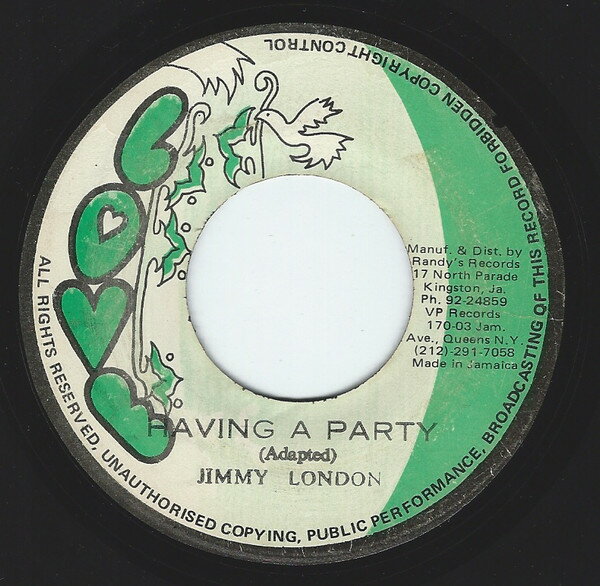 ・アーティスト Jimmy London ・タイトル Having A Party ・レーベル・型番 Love NONE ・フォーマット 7インチレコード ・コンディション(盤) 可 (VG) ・コンディション(ジャケット) ・コンディショ...