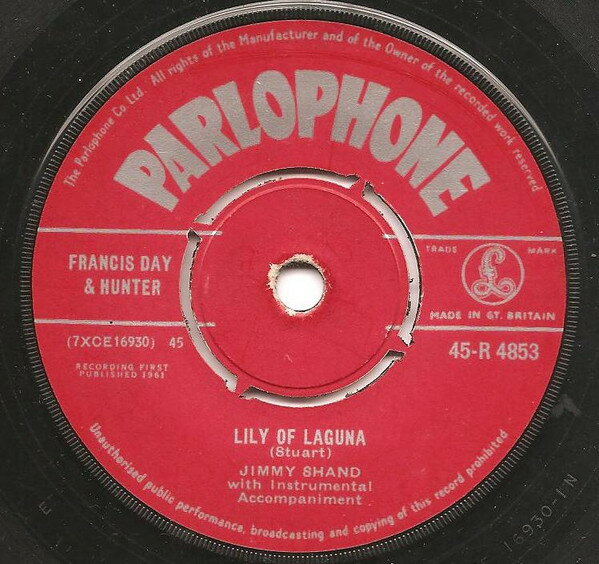 ・アーティスト Jimmy Shand ・タイトル Lily Of Laguna / Lilliburlero ・レーベル・型番 PARLOPHONE 45R4853 ・フォーマット 7インチレコード ・コンディション(盤) 良い (VG+...