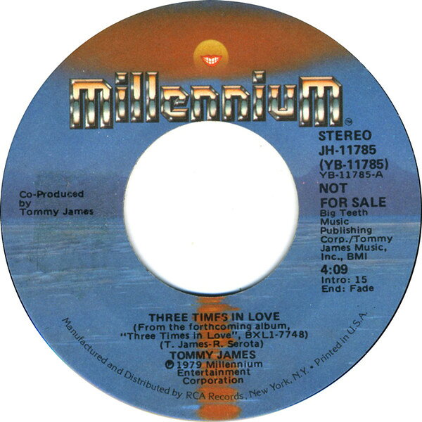・アーティスト Tommy James ・タイトル Three Times In Love ・レーベル・型番 Millennium JH11785PROMO ・フォーマット 7インチレコード ・コンディション(盤) 良い (VG+) ・コン...