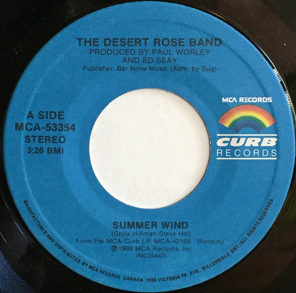 ・アーティスト Desert Rose Band ・タイトル Summer Wind ・レーベル・型番 MCA Records MCA53354 ・フォーマット 7インチレコード ・コンディション(盤) 可 (VG) ・コンディション(ジャ...