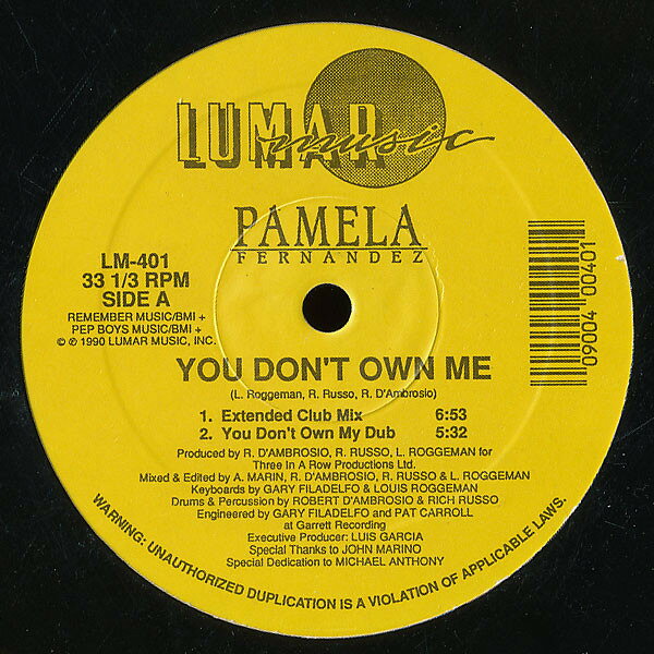 ・アーティスト Pamela Fernandez ・タイトル You Don't Own Me ・レーベル・型番 Lumar Music LM401 ・フォーマット 12インチレコード ・コンディション(盤) 良い (VG+) ・コンディシ...