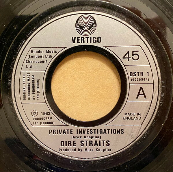 ・アーティスト Dire Straits ・タイトル Private Investigations ・レーベル・型番 Vertigo DSTR1 ・フォーマット 7インチレコード ・コンディション(盤) 良い (VG+) ・コンディション(...