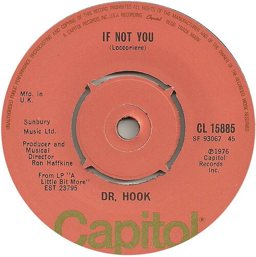 ・アーティスト Dr. Hook ・タイトル If Not You / Up On The Mountain ・レーベル・型番 Capitol Records CL15885 ・フォーマット 7インチレコード ・コンディション(盤) 良い ...