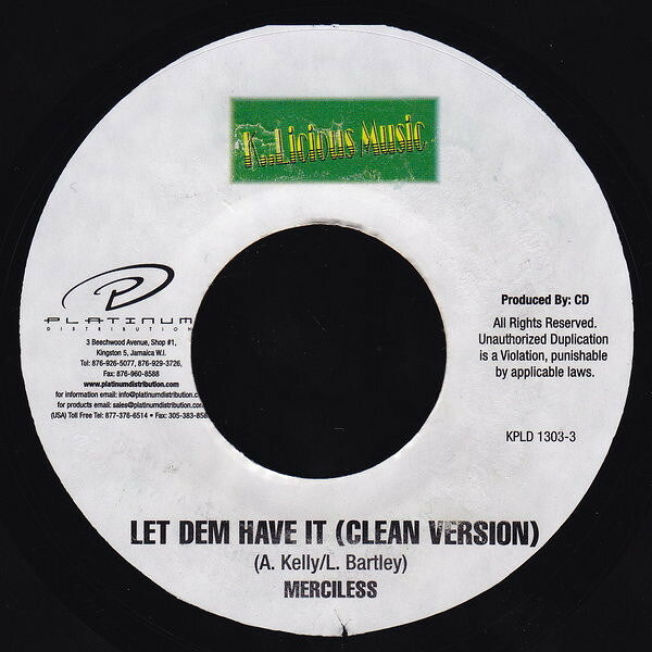 ・アーティスト Merciless ・タイトル Let Dem Have It ・レーベル・型番 K..Licious Music KPLD13033 ・フォーマット 7インチレコード ・コンディション(盤) 良い (VG+) ・コンディシ...