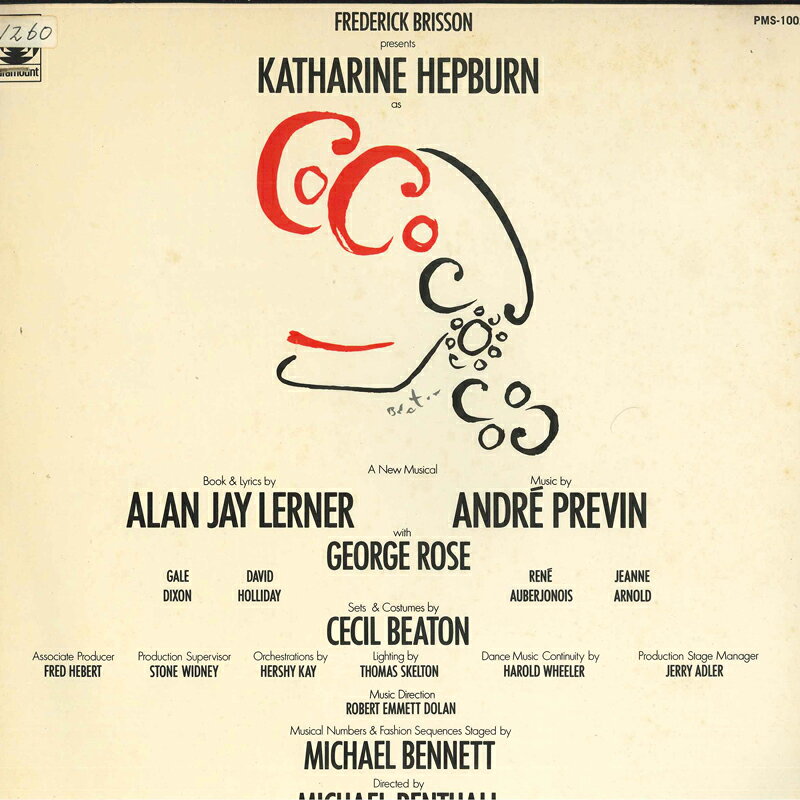 ・アーティスト Katharine Hepburn ・タイトル Coco ・レーベル・型番 PARAMOUNT RECORDS PMS1002 ・フォーマット LPレコード ・コンディション(盤) 良い (VG+) ・コンディション(ジャケ...