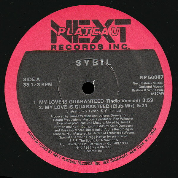 ・アーティスト Sybil ・タイトル My Love Is Guaranteed ・レーベル・型番 Next Plateau Records Inc. NP50067 ・フォーマット 12インチレコード ・コンディション(盤) 良い (V...