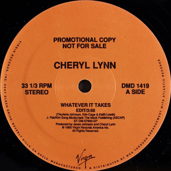 ・アーティスト Cheryl Lynn ・タイトル Whatever It Takes ・レーベル・型番 Virgin DMD1419 ・フォーマット 12インチレコード ・コンディション(盤) 良い (VG+) ・コンディション(ジャケッ...