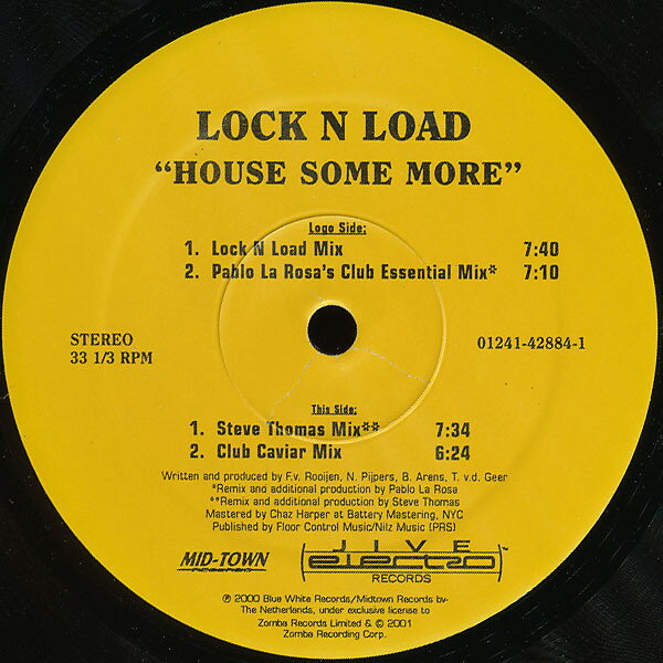 ・アーティスト Lock 'N Load ・タイトル House Some More ・レーベル・型番 Jive Electro 01241428841 ・フォーマット 12インチレコード ・コンディション(盤) 良い (VG+) ・コンデ...