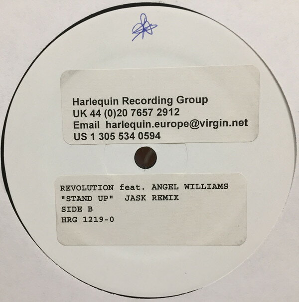 ・アーティスト Revolution, Angel Williams ・タイトル Stand Up Remixes ・レーベル・型番 HARLEQUIN RECORDING GROUP HRG1219 ・フォーマット 12インチレコード ・...