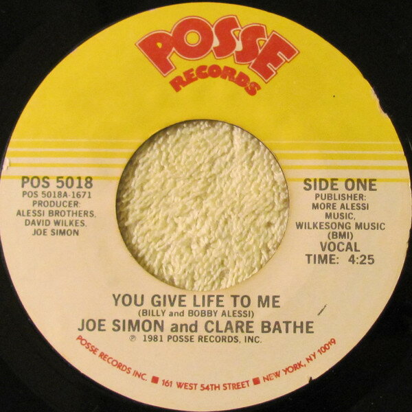 ・アーティスト Joe Simon And Clare Bathe ・タイトル You Give Life To Me ・レーベル・型番 ・フォーマット 7インチレコード ・コンディション(盤) 良い (VG+) ・コンディション(ジャケッ...