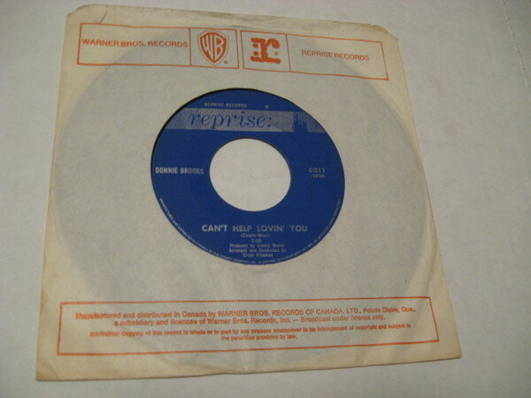・アーティスト Donnie Brooks ・タイトル Can't Help Lovin' You ・レーベル・型番 Reprise Records 0311 ・フォーマット 7インチレコード ・コンディション(盤) 良い (VG+) ・コ...