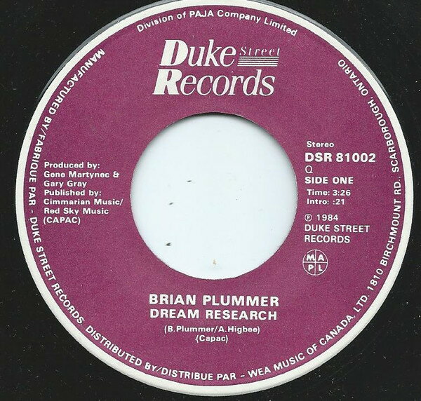・アーティスト Brian Plummer ・タイトル Dream Research ・レーベル・型番 Duke Street Records DSR81002 ・フォーマット 7インチレコード ・コンディション(盤) 良い (VG+) ・...
