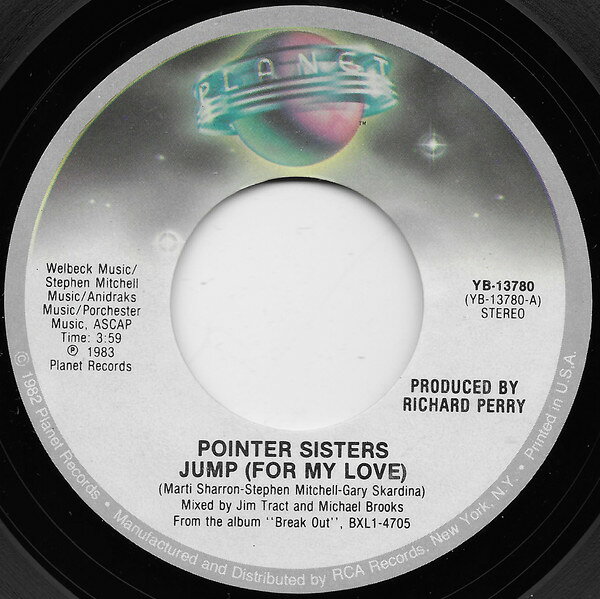 ・アーティスト Pointer Sisters ・タイトル Jump (For My Love) ・レーベル・型番 Planet (15) YB13780 ・フォーマット 7インチレコード ・コンディション(盤) 良い (VG+) ・コンデ...