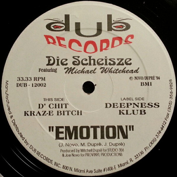 ・アーティスト Die Scheisze, Michael Whitehead ・タイトル Emotion ・レーベル・型番 DUB DUB12002 ・フォーマット 12インチレコード ・コンディション(盤) 良い (VG+) ・コンディ...