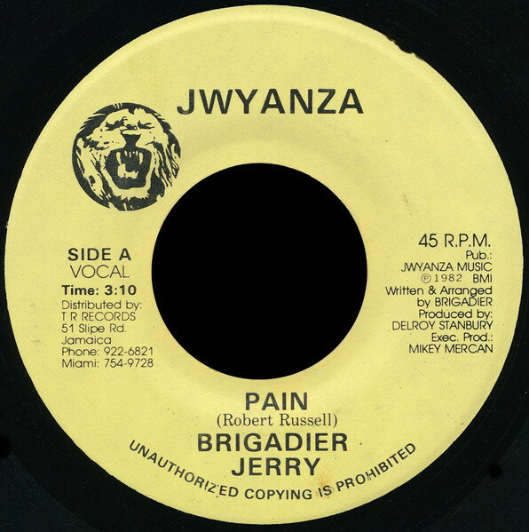 ・アーティスト Brigadier Jerry ・タイトル Pain ・レーベル・型番 Jwyanza NONE ・フォーマット 7インチレコード ・コンディション(盤) 良い (VG+) ・コンディション(ジャケット) ・コンディション(...