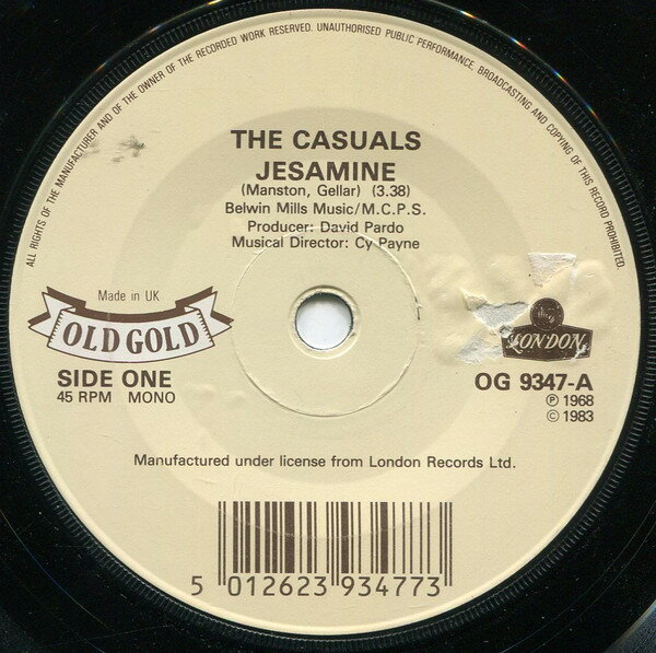 ・アーティスト Casuals / Honeybus ・タイトル Jesamine / I Can't Let Maggie Go ・レーベル・型番 Old Gold (2) OG9347 ・フォーマット 7インチレコード ・コンディション...