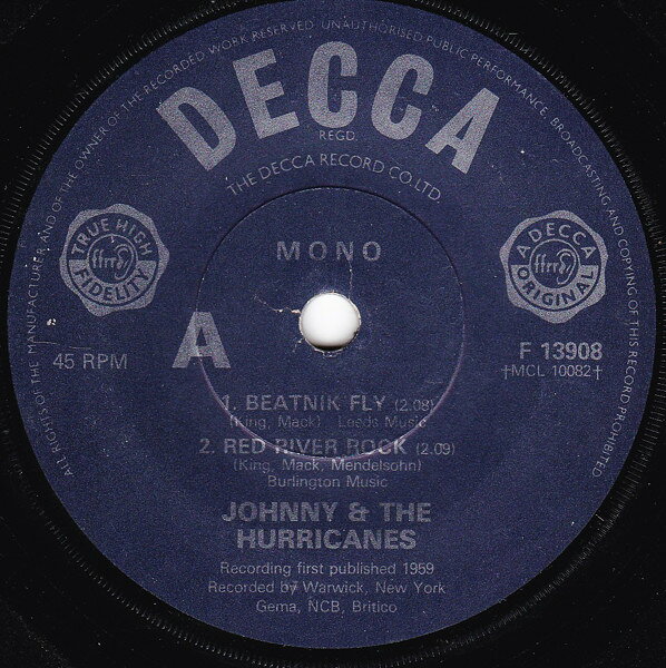 ・アーティスト Johnny & The Hurricanes ・タイトル Beatnik Fly / Red River Rock ・レーベル・型番 Decca F13908 ・フォーマット 7インチレコード ・コンディション(盤) 良い...
