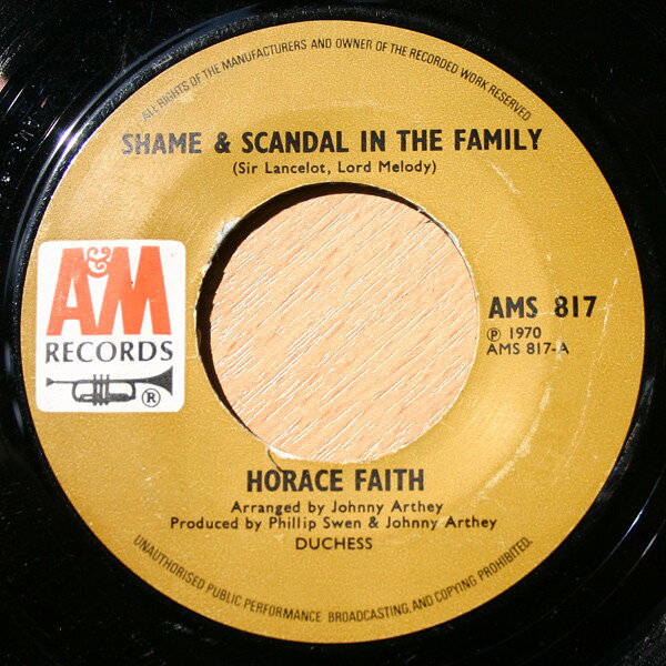 ・アーティスト Horace Faith / Reggae Strings ・タイトル Shame & Scandal In The Family / Reggae Strings ・レーベル・型番 A&M Records AMS817 ・...
