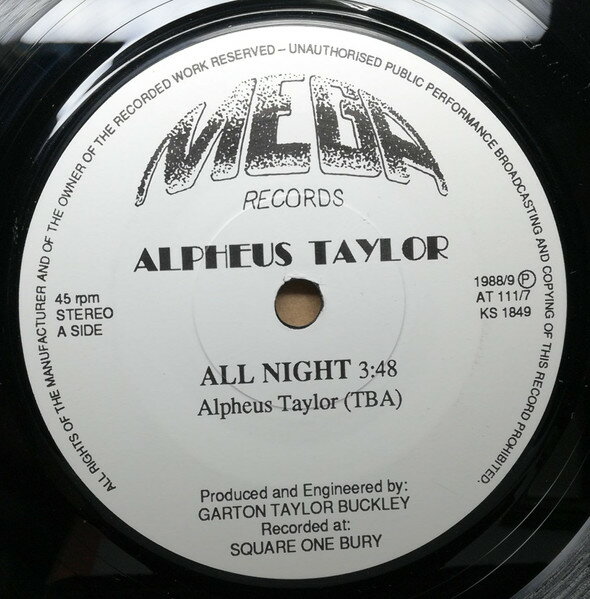 ・アーティスト Alpheus Taylor ・タイトル All Night ・レーベル・型番 Mega Records UK AT1117 ・フォーマット 7インチレコード ・コンディション(盤) 良い (VG+) ・コンディション(ジャ...