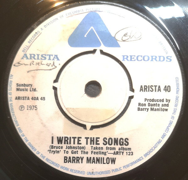 ・アーティスト Barry Manilow ・タイトル I Write The Songs ・レーベル・型番 Arista ARISTA40 ・フォーマット 7インチレコード ・コンディション(盤) 良い (VG+) ・コンディション(ジャ...