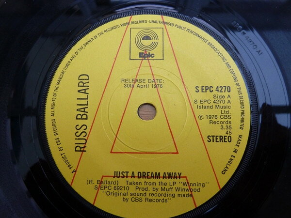 ・アーティスト Russ Ballard ・タイトル Just A Dream Away ・レーベル・型番 Epic SPEC4270PROMO ・フォーマット 7インチレコード ・コンディション(盤) 良い (VG+) ・コンディション(...