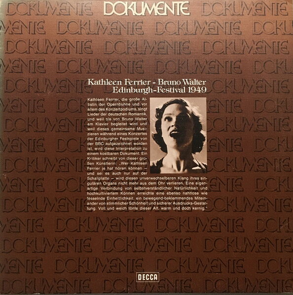 ・アーティスト Kathleen Ferrier, Bruno Walter ・タイトル Edinburg-Festival 1949 ・レーベル・型番 Decca 648091DT ・フォーマット LPレコード ・コンディション(盤) 良...